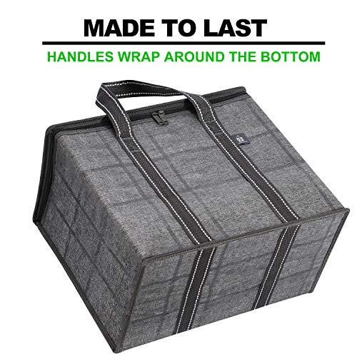 VENO 2 Pack Large Insulated Reusable Grocery Bag w/ Cardboard Bottom, Food Delivery, Heavy Duty, Collapsible (BLK Windowpane)