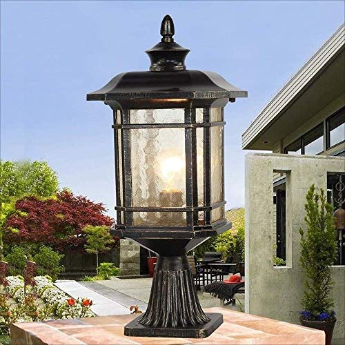 Lights Outdoor Courtyards Park Pathway Pillar Lighting Fitting Lawn Glass Lantern Waterproof IP65 Outdoor Aluminum Post Lamp High Brightness Outside Street Light Outdoor Post Lights Stadium