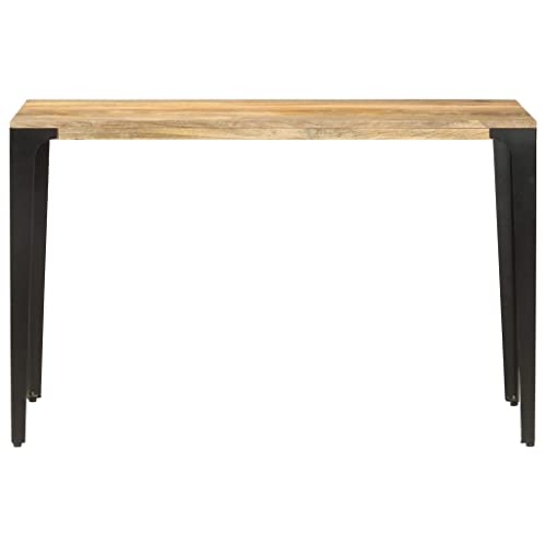 GOLINPEILO Wooden Dining Table with Powder-Coated Steel Frame, Kitchen Table Living Room Table, 47.2"x23.6"x29.9" Solid Mango Wood -AA