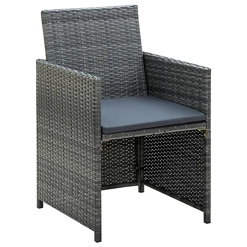 REWIS Conversation Sets Patio,Patio Furniture Set,Outdoor Wicker Furniture, 4 Piece Patio with Cushions Set Poly Rattan Gray