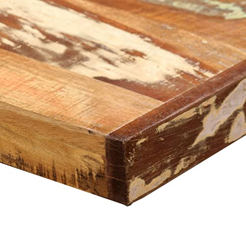 GOLINPEILO Wooden Dining Table with Steel Legs, Industrial-Style Kitchen Table Solid Reclaimed Wood 70.9" x 35.4" x 30.3" -AA
