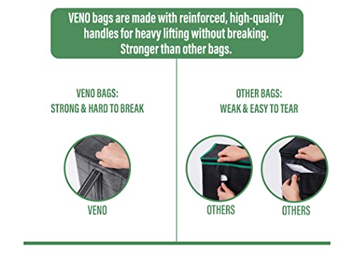 VENO 2 Pack Large Insulated Reusable Grocery Bag w/ Cardboard Bottom, Food Delivery, Heavy Duty, Collapsible (BLK Windowpane)