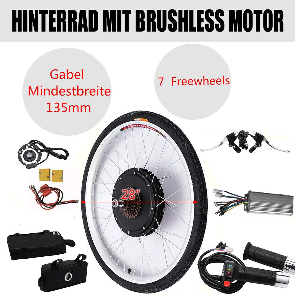 HarBin-Star Electric Bike Conversion Kit, 48V 1000W 28" Rear Wheel Powerful Motor E-Bike Conversion Kit, Electric Bicycle Motor Kit Dual Mode Controller Twist Throttle PAS