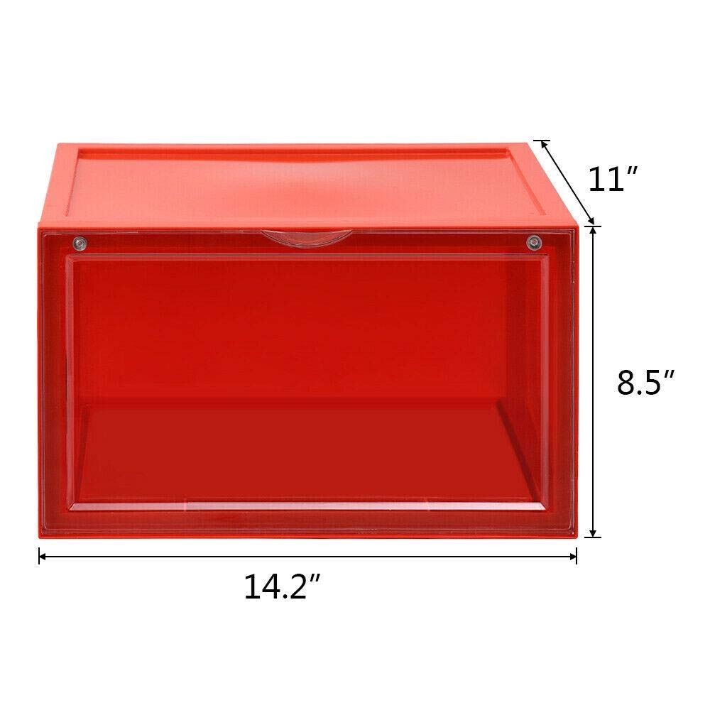 ESRW Magnetic Shoe Storage Box Drop Side/Front Sneaker Case Stackable Container Large Shuq Storage bins Shoe organizer Storage bins with lids Shoe storage Storage drawers Organizers and storage