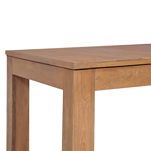 GOLINPEILO Solid Wooden Dining Table, Kitchen Solid Teak Wood with Natural Finish 70.9"x35.4"x29.9" -AA