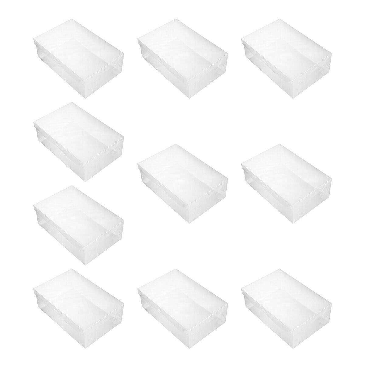 MNHW 10 Pack Plastic Stackable Shoe Storage Organizer Clear Drawer Box Metal Frame Bathroom organizer Shoe organizer Storage shelves Tool box Storage cabinet Closet organizer Kitchen storage Clo