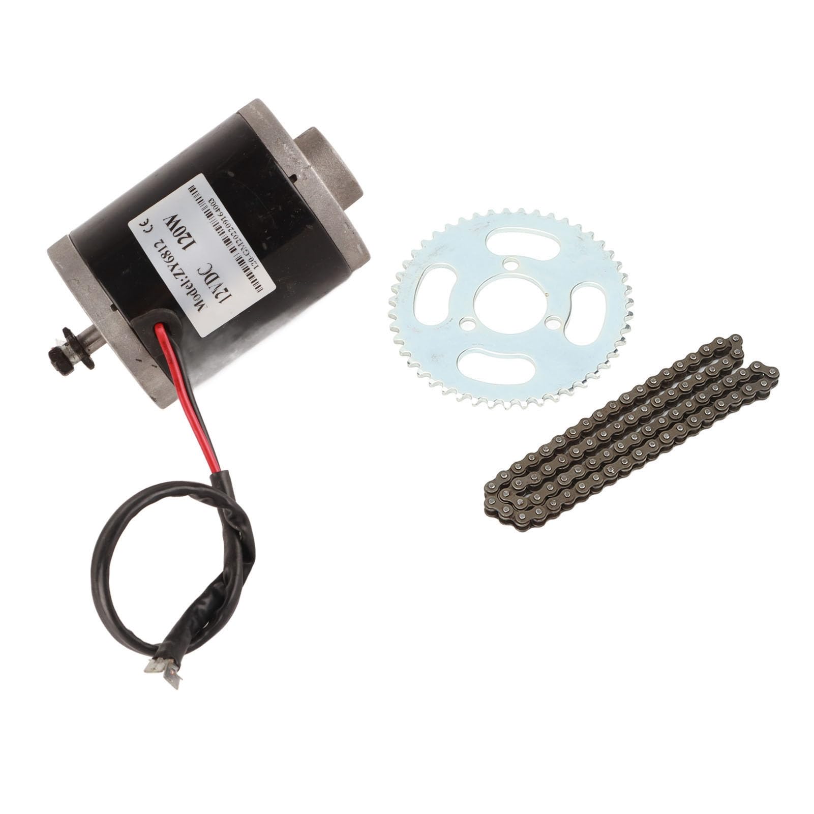 12V 120W High Speed Electric DC Brushed Motor Kit, Electric Scooter Brushed Motor Kit with 25H76 Chain and 25H 3 Hole 47 Teeth Crankset for Bike e-Bike ATV