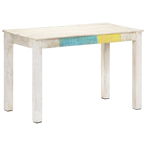 YPWRENH Rectangular Wooden End Table Dining Table White 47.2 "x23.6 x29.9 Solid Mango Wood for Dining Room, Kitchen or Living Room