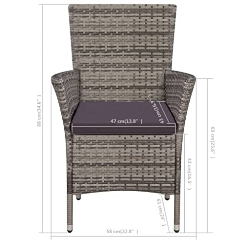 MBFLUUML Bistro Table Set, Outdoor Patio Furniture, 3 Piece Bistro Set Poly Rattan Gray Suitable for Patio, Porch, Backyard, Balcony.