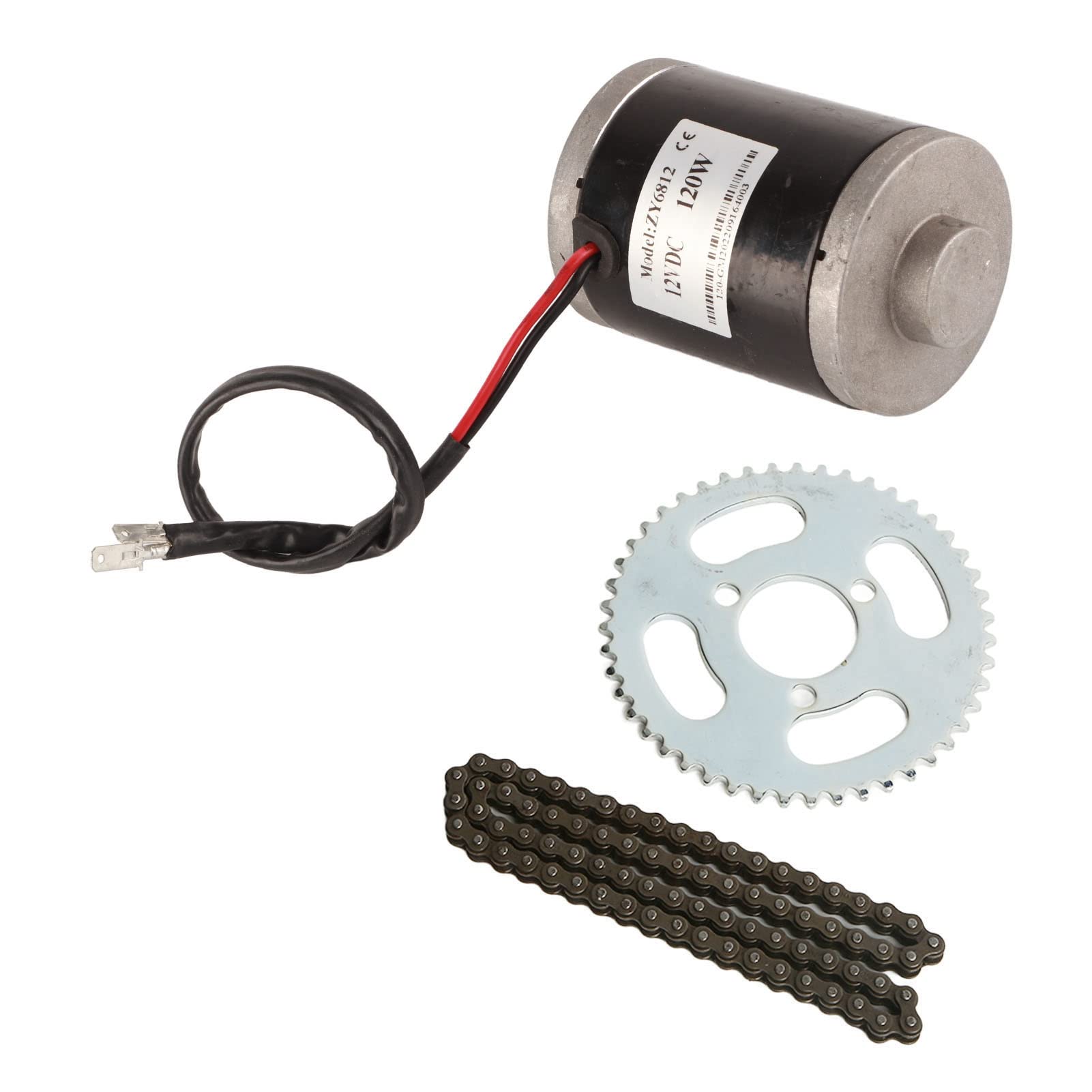12V 120W High Speed Electric DC Brushed Motor Kit, Electric Scooter Brushed Motor Kit with 25H76 Chain and 25H 3 Hole 47 Teeth Crankset for Bike e-Bike ATV