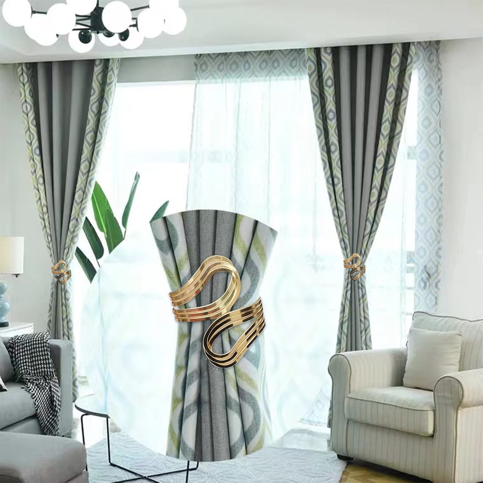 High-Elastic Curtain Ties for Thin or Thick Alloy Curtain Tiebacks Curtain Tie Backs for Curtains Curtain Holdbacks Curtain Holders for Drapes Curtain Holdback for Office Bedroom Home Essentials 1pcs