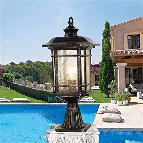 Lights Outdoor Courtyards Park Pathway Pillar Lighting Fitting Lawn Glass Lantern Waterproof IP65 Outdoor Aluminum Post Lamp High Brightness Outside Street Light Outdoor Post Lights Stadium