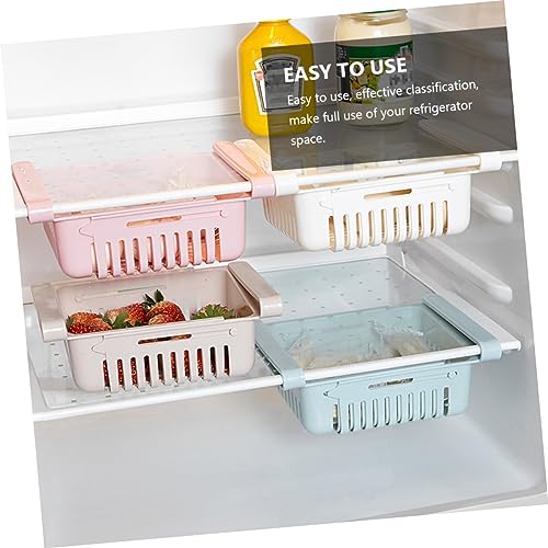 Amosfun 4pcs Storage Rack Fridge Space Saver Drawers Pallet Racking Refrigerator Out Bin Sliding Refrigerator Drawers Refrigerator Containers Pull Out Fridge Drawer Vegetable Pp Fruit Box