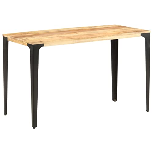 GOLINPEILO Wooden Dining Table with Powder-Coated Steel Frame, Kitchen Table Living Room Table, 47.2"x23.6"x29.9" Solid Mango Wood -AA
