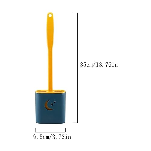 Compact Brush Toilet Brush Silicone Brush Head Toilet Cleaner Brush Home Bathroom Toilet Bowl Brush and Holder Set