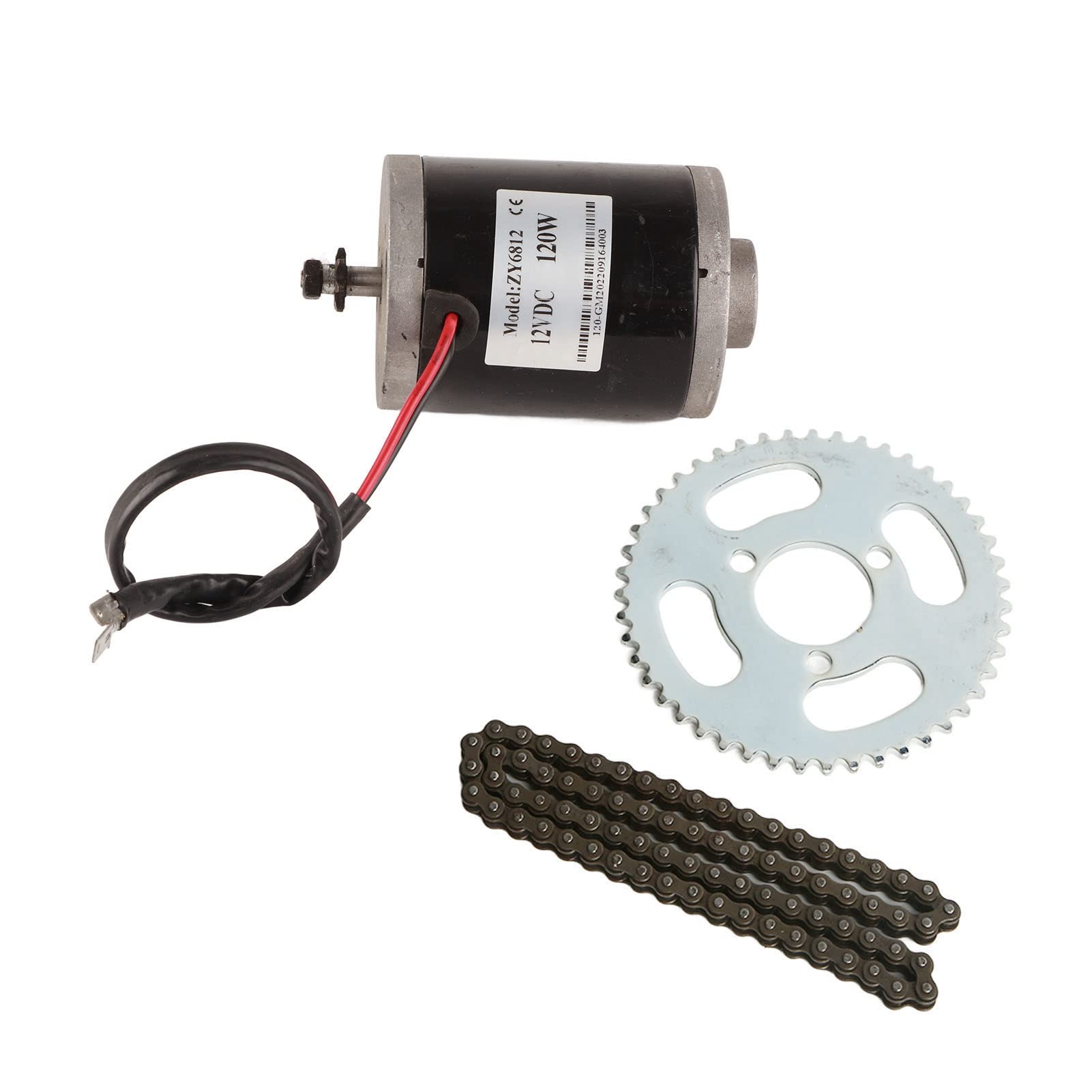 12V 120W High Speed Electric DC Brushed Motor Kit, Electric Scooter Brushed Motor Kit with 25H76 Chain and 25H 3 Hole 47 Teeth Crankset for Bike e-Bike ATV
