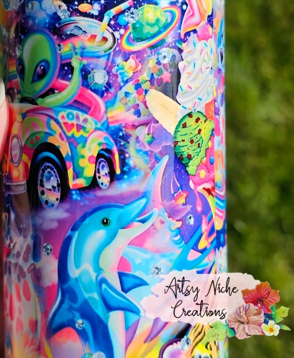 20 oz Lisa Characters Frank Rhinestone Print Handmade Stainless Steel Insulated Sublimation Tumbler