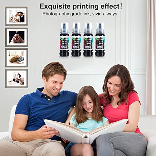 Spaceink T502 T522 Ink Refill Black for Ecotank ET-2720 ET-2760 ET-2800 ET-15000 ET-3760 ET-2750 ET-4800 ET-4760 ST-2000 ET4850 ET-2850 Priter(Black*4 Pack)