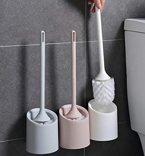 Floor Standing/Mounted Wall Toilet Brush,Deep Cleaner Bathroom Toilet Brush and Quick Drying Holder Set,for Home Hotel-White