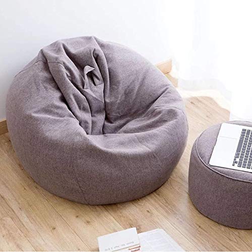 ZYJBM Sofa-Cover New Lazy BeanBag Sofas Cover Without Filler Lounger Seat Bean Bag Puff Couch Tatami Chairs Covers (Color : Blue, Size : Small)