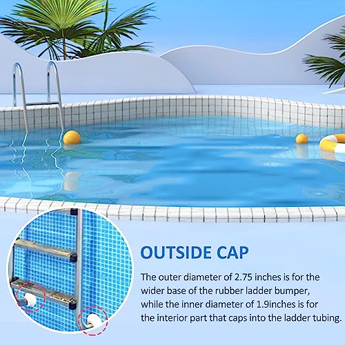 XIXIAN 2-Pack Outside Pool Ladder Bumpers for Inground Pool,Pool Ladder Rubber End Caps Fit 1.9'' Standard Swimming Pool Ladder Tubing