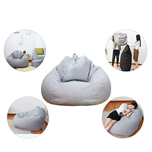 ZYJBM Sofa-Cover New Lazy BeanBag Sofas Cover Without Filler Lounger Seat Bean Bag Puff Couch Tatami Chairs Covers (Color : Blue, Size : Small)
