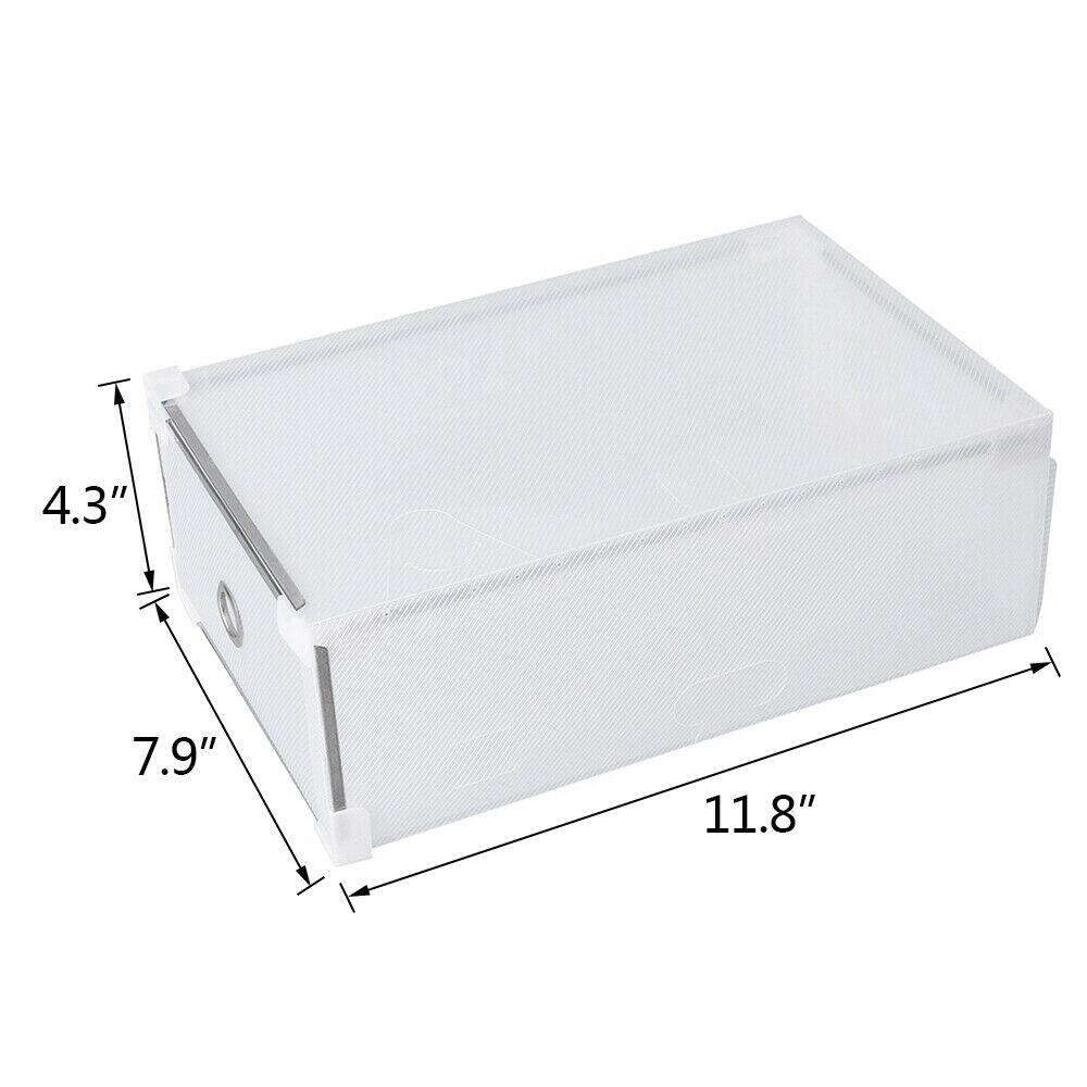 MNHW 10 Pack Plastic Stackable Shoe Storage Organizer Clear Drawer Box Metal Frame Bathroom organizer Shoe organizer Storage shelves Tool box Storage cabinet Closet organizer Kitchen storage Clo