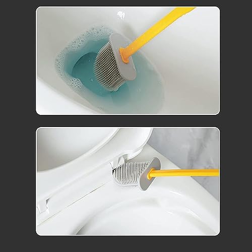 Compact Brush Toilet Brush Silicone Brush Head Toilet Cleaner Brush Home Bathroom Toilet Bowl Brush and Holder Set