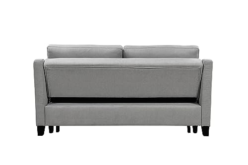 3-in-1 Upholstered Futon Sofa Loveseat Convertible Sleeper Couch Bed ,2-Seaters Sofa & Couch Soft Cushions Love Seat Daybed for Small Space Living Room Napping,Light Gray Queen Size with 2 Pillows