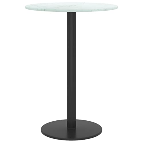 ULUYYUC Table Top,Living Room Tables Kitchen Table Dining Table Suitable Suitable for Kitchen Room,Dining Room,Living Room White Ø 11.8"x0.3" Tempered Glass with Marble Design