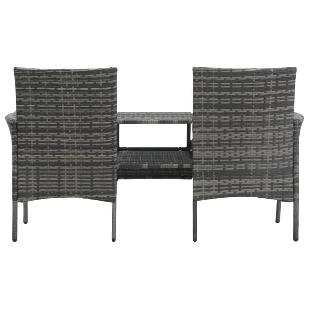 AJSEOYBS Patio Furniture Set,Outdoor Furniture,Patio Conversation Sets for Backyard, Porch, Balcony, Poolside,2-Seater Patio Sofa with Tea Table Poly Rattan Anthracite