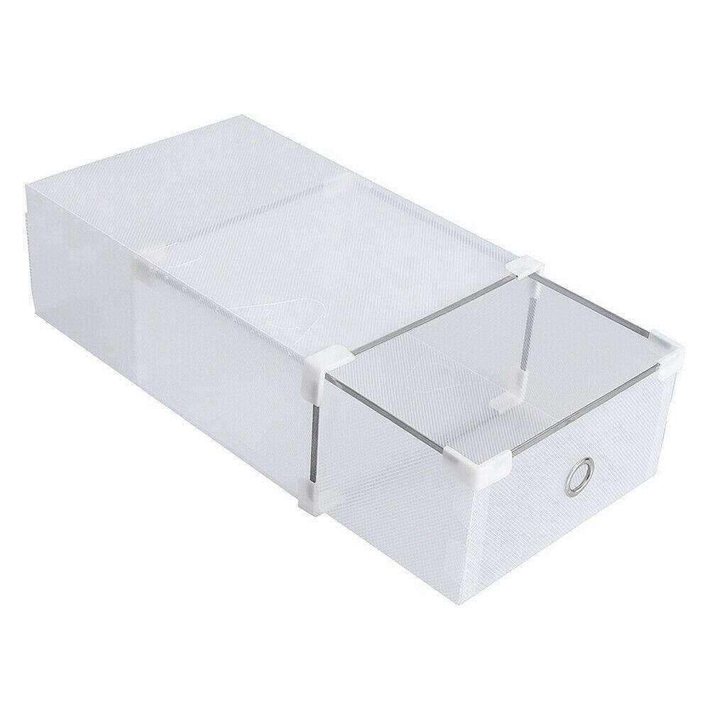 MNHW 10 Pack Plastic Stackable Shoe Storage Organizer Clear Drawer Box Metal Frame Bathroom organizer Shoe organizer Storage shelves Tool box Storage cabinet Closet organizer Kitchen storage Clo