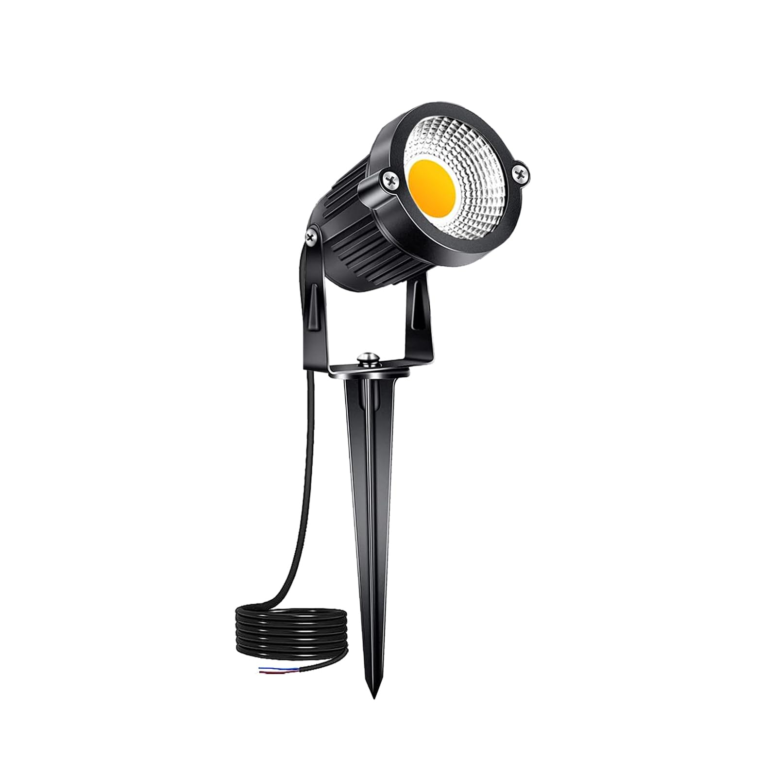 HOTSELLDR Low Voltage Landscape Spotlights, 5W 500LM LED, Warm White, IP66 Waterproof, 12V 24V, 9.05 Inches, Black, Outdoor, Modern Style, 1 Count