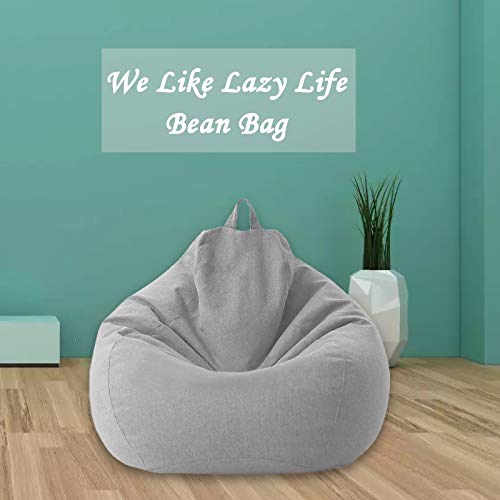 ZYJBM Sofa-Cover New Lazy BeanBag Sofas Cover Without Filler Lounger Seat Bean Bag Puff Couch Tatami Chairs Covers (Color : Blue, Size : Small)