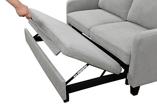 3-in-1 Upholstered Futon Sofa Loveseat Convertible Sleeper Couch Bed ,2-Seaters Sofa & Couch Soft Cushions Love Seat Daybed for Small Space Living Room Napping,Light Gray Queen Size with 2 Pillows