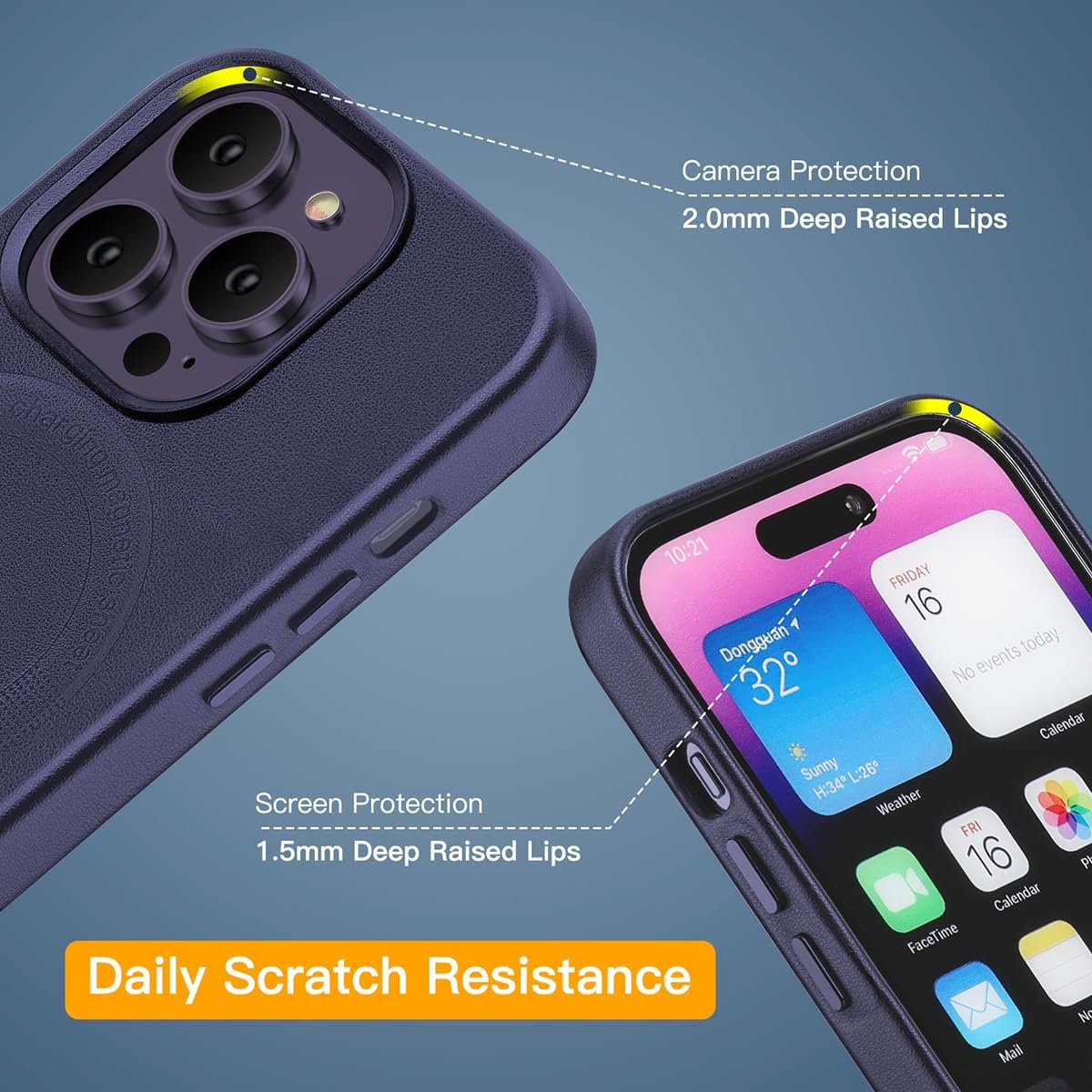 THMEIRA Compatible with iPhone 14 Pro Max Leather Case [ Compatible with MagSafe ] with Magnetic Wallet Card Holder [ PU Leather ] [ Slim Fit ] with Tempered Glass Screen Protector - Ink