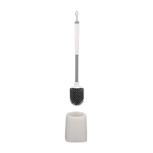 SAAKO Toilet Brush and Holder Silicone Toilet Cleaner Brush Plastic Bathroom Cleaning Toilet Bowl Brush Floor Mounted Dual Use