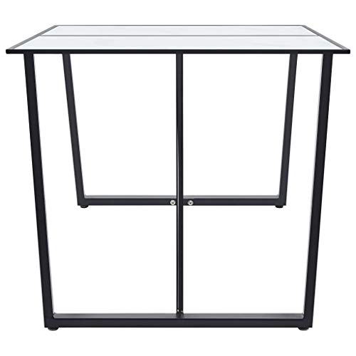 YPWRENH Kitchen End Table Casual Tables Dining Table White 63"x31.5"x29.5" Tempered Glass for Dining Room, Kitchen or Living Room