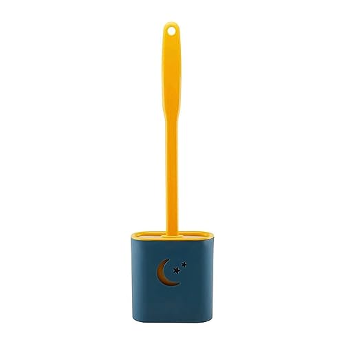 Compact Brush Toilet Brush Silicone Brush Head Toilet Cleaner Brush Home Bathroom Toilet Bowl Brush and Holder Set