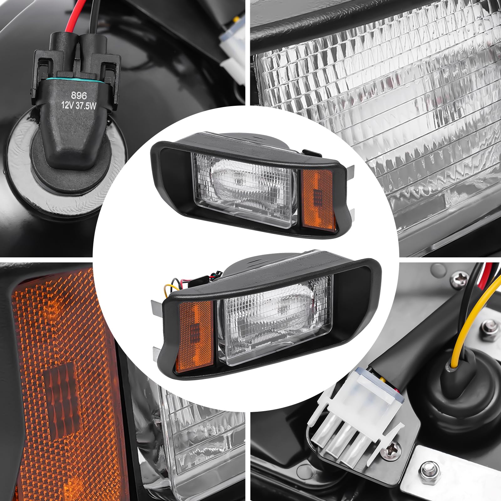 YUYANSHOP Club Car Halogen Headlight， Replacement For All 1993 & Up Golf cart Club Car DS OEM Style light PN#101988002 101988001