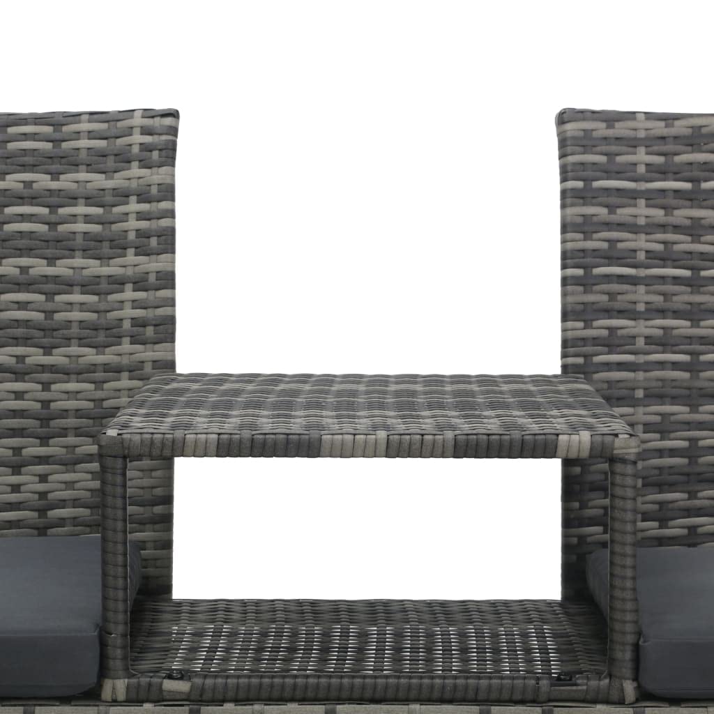 AJSEOYBS Patio Furniture Set,Outdoor Furniture,Patio Conversation Sets for Backyard, Porch, Balcony, Poolside,2-Seater Patio Sofa with Tea Table Poly Rattan Anthracite