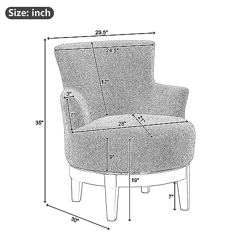 TARTOP 360 Degree Swivel Wingback Accent Chair Elegant Upholstered Seating Durable Rubberwood Legs for Any Space, Beige