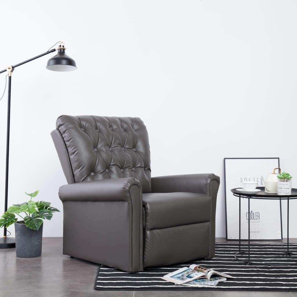 YPWRENH Sofa Chair Leisure Chair Reclining Chair Gray Faux Leather for Living Room, Dining Room, Conference Room, Waiting Room