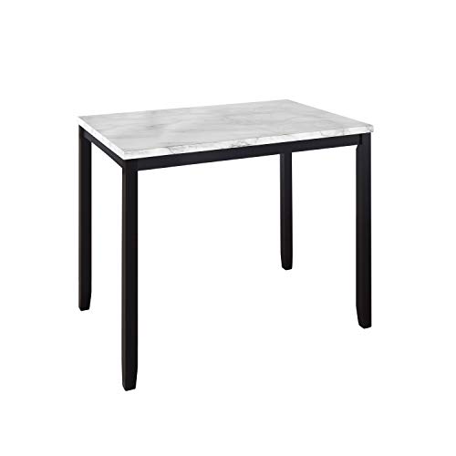 WOZNLA Room 5-Piece Modern Counter Height Set-Stylish Marble Veneer Table with Matching Chairs-Perfect for Home Kitchen Dining Experience, Beige