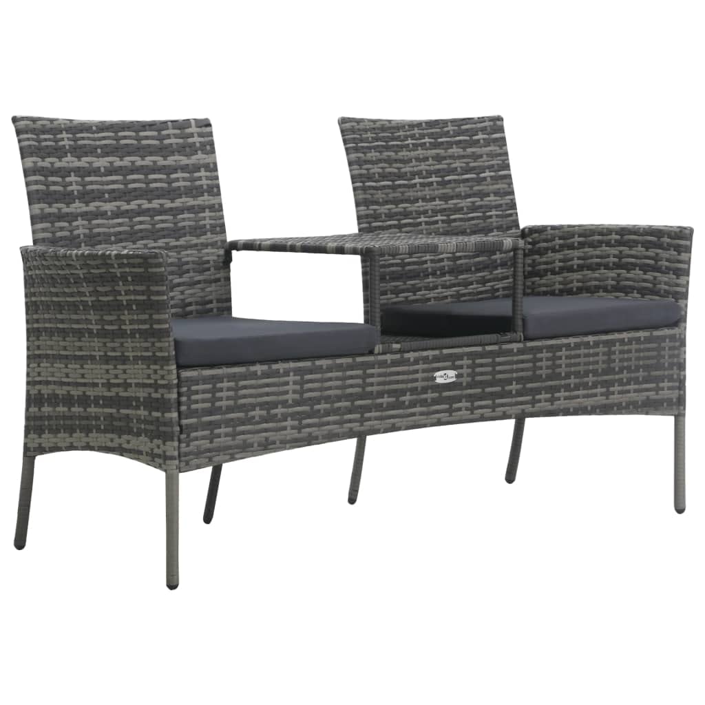 AJSEOYBS Patio Furniture Set,Outdoor Furniture,Patio Conversation Sets for Backyard, Porch, Balcony, Poolside,2-Seater Patio Sofa with Tea Table Poly Rattan Anthracite