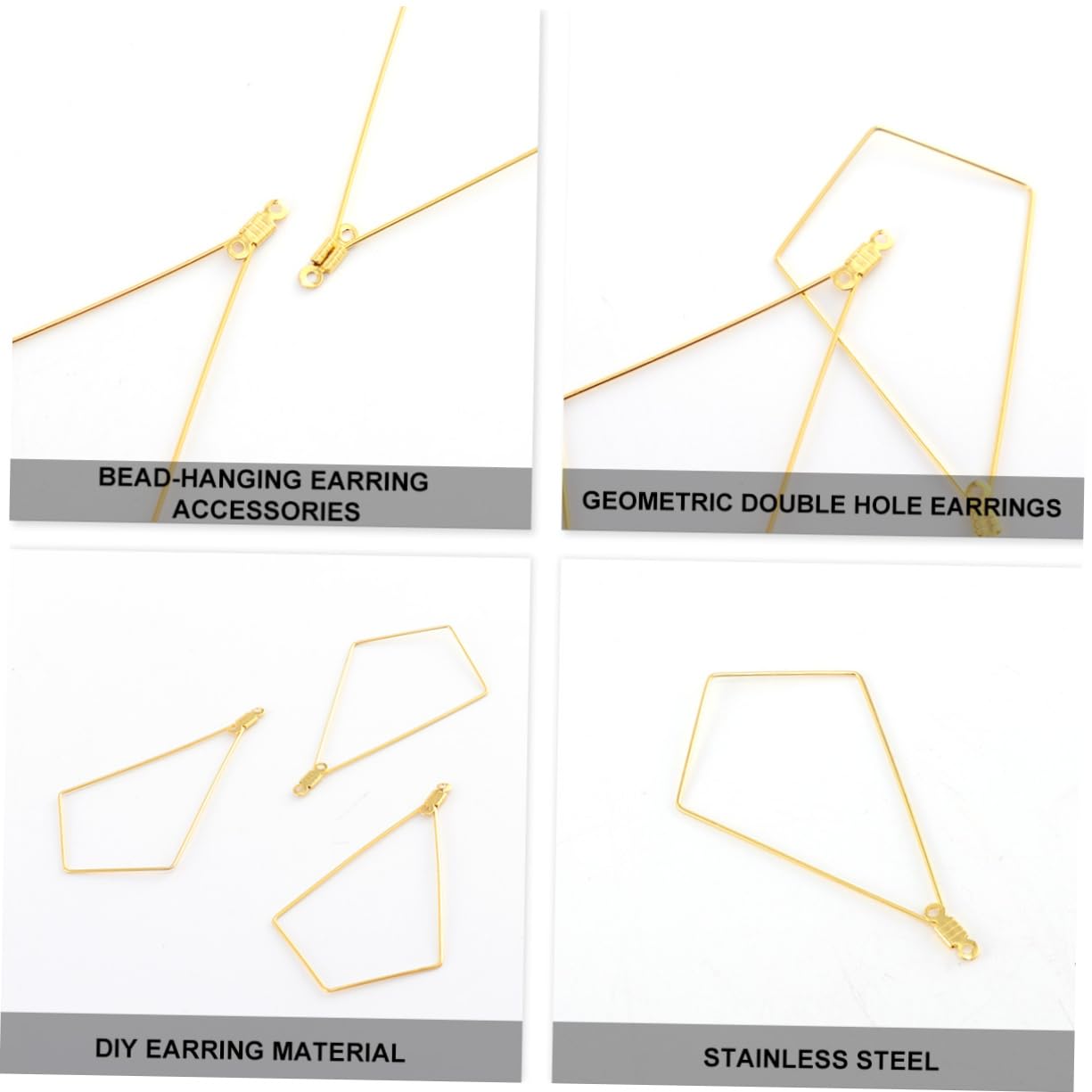 SEWOART Jewelry Making Earring Components 50pcs Stainless Steel Earring with Geometric Beading