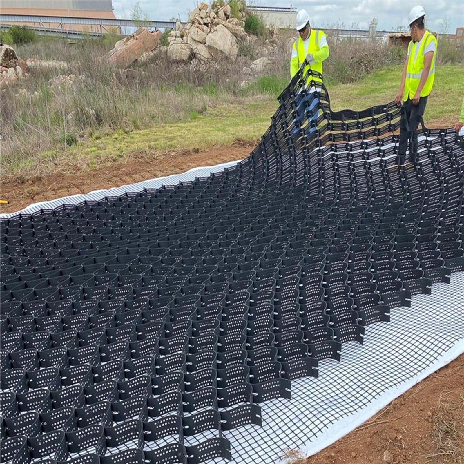 4 Inch Ground Grid for Landscaping, Steep Slopes Driveway Walkways Gravel Grid Pavers/ Floor Soil Stabilizer for Yards Parking Embankment Creek Bank Control, Filling Pea Stones Sand ( Color : High 4in