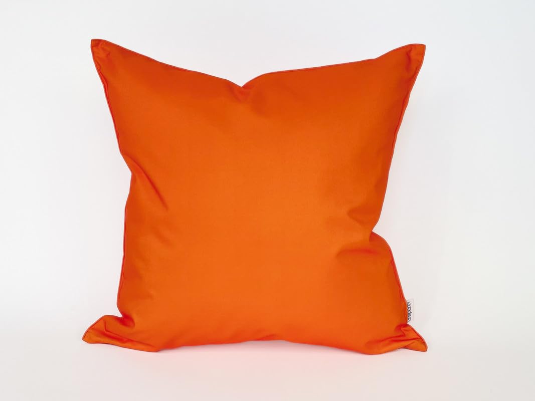 Ensperta Pack of 2 Outdoor 20''x20'' Solid Waterproof Orange Throw Pillow Covers Decorative Square Patio Pillows for Patio Furniture