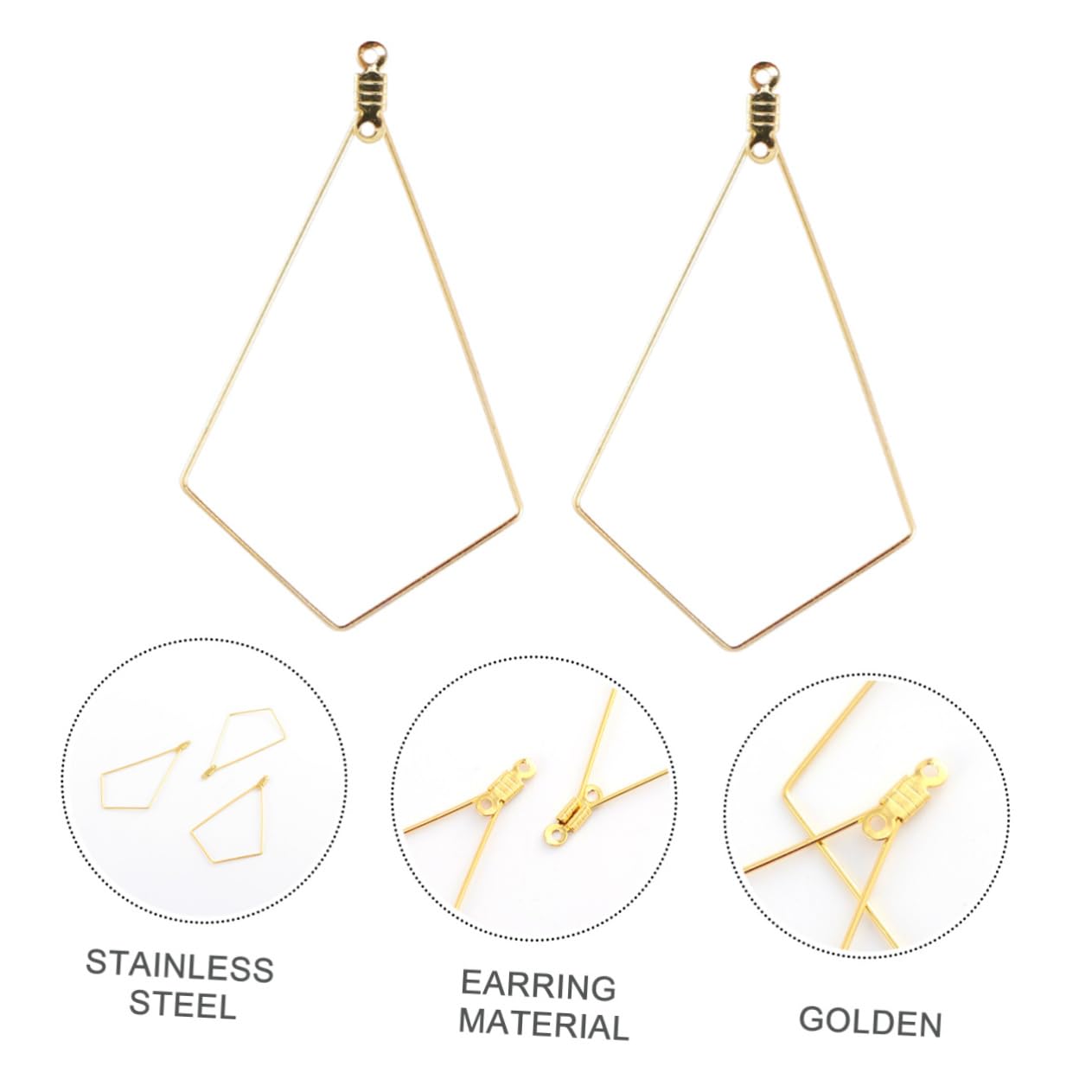 SEWOART Jewelry Making Earring Components 50pcs Stainless Steel Earring with Geometric Beading