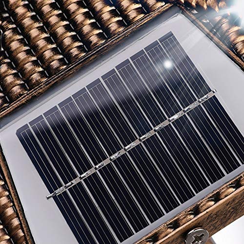 European Retro Solar Pillar Light Column Lamp Post Lamp Aluminum Metal Outdoor Glass Lantern LED Street Light for Villa Community Park School Courtyard Lawn Decoration